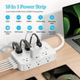 Flat Plug Power Strip Surge Protector with 12 AC Outlets 6 Ports 3 Side ...