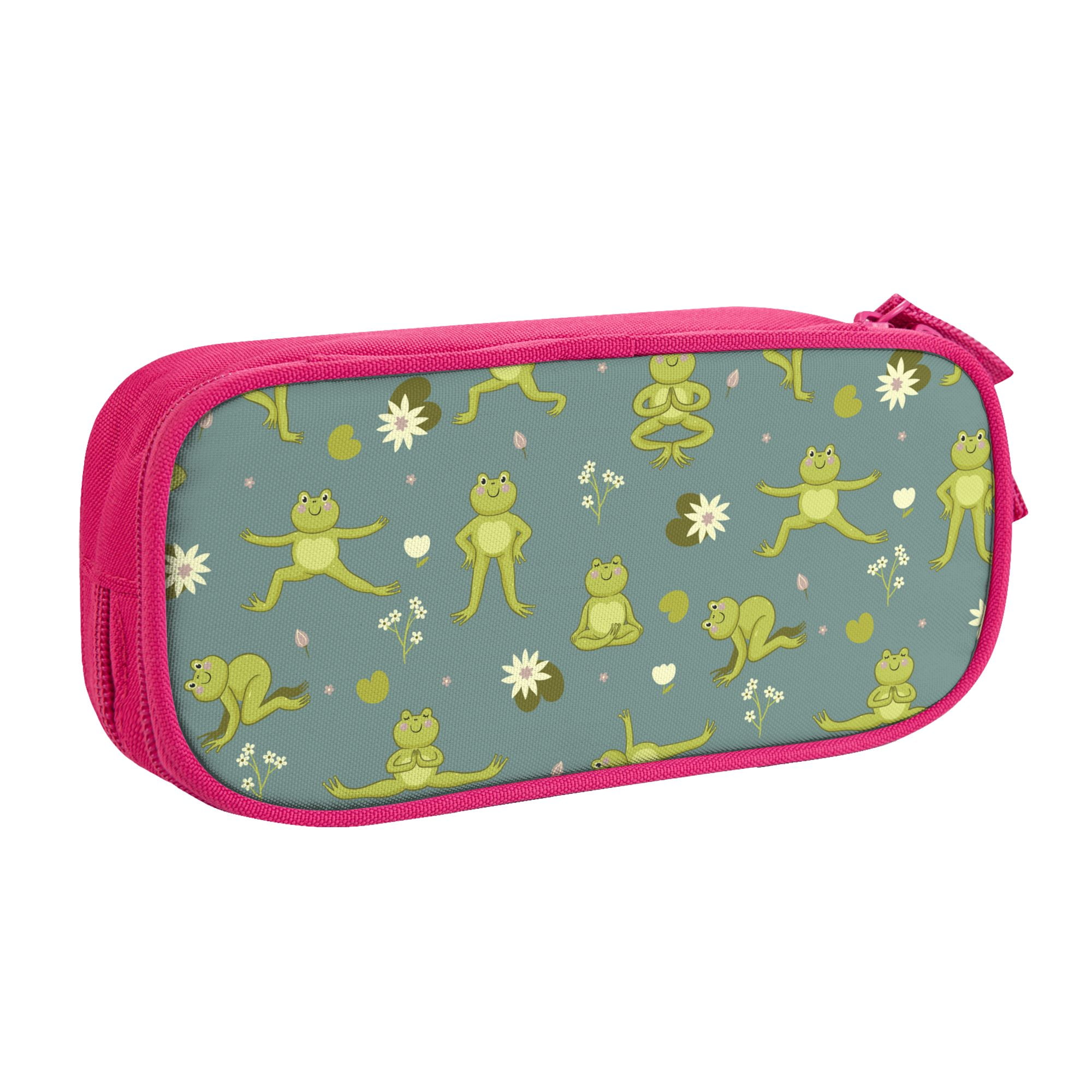TEQUAN Large Capacity Pencil Case, Funny Cute Yoga Frogs Pattern Pencil ...