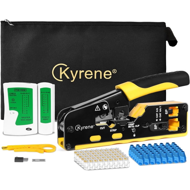 TRAHOO-RJ45 Crimp Tool Pass Through Kit RJ45 Ethernet Crimper, Cat5 ...