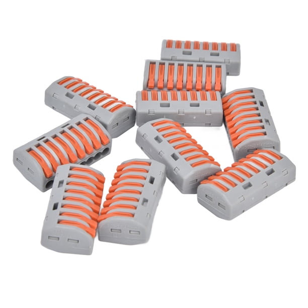 10pcs 5 Port Wire Conductor Connectors Terminal Block Compact Splicing ...