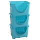 Basicwise "Stackable Plastic Storage Container, Blue Stacking Bins ...