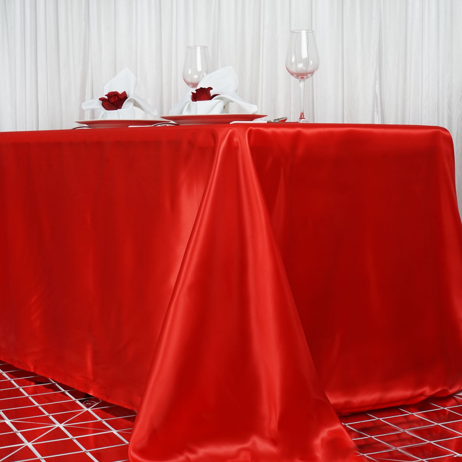Efavormart 90x156" Rectangle RED Wholesale SATIN Tablecloth Banquet ...