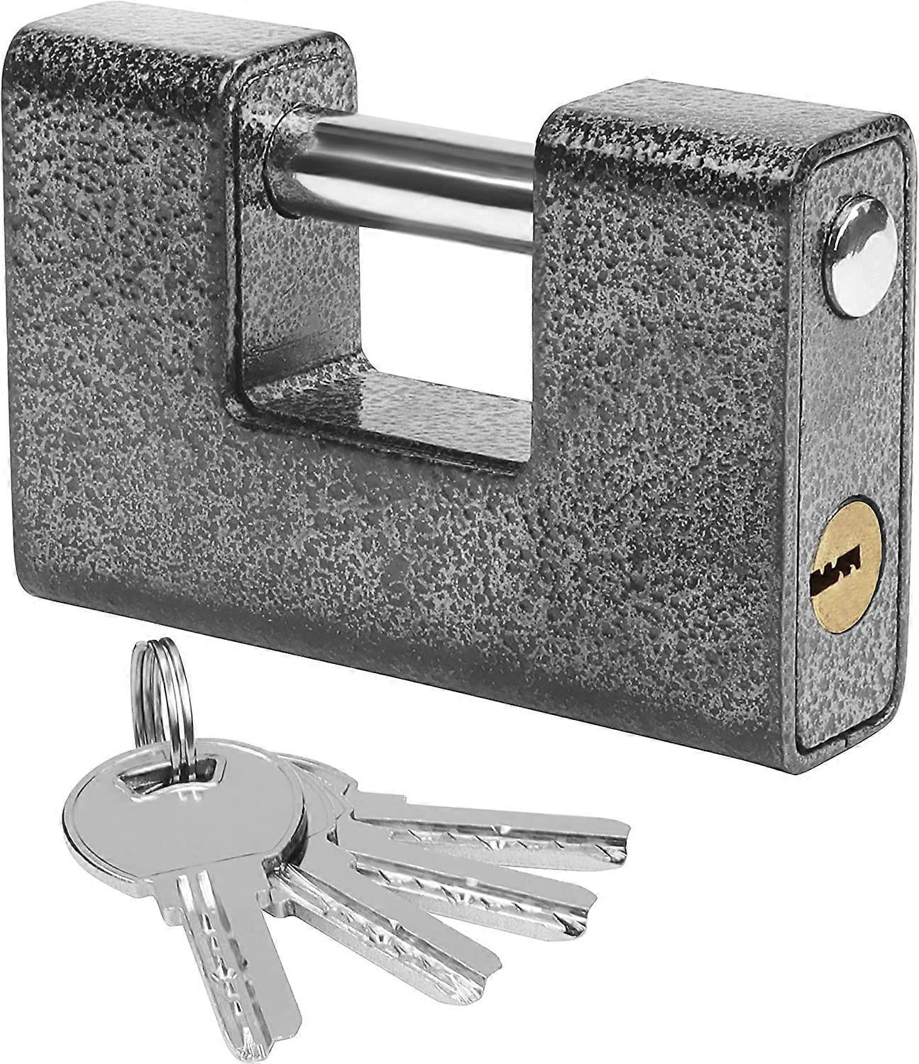 Heavy Duty Outdoor Padlock with 4 Keys-Large One Piece Solid Hardened ...