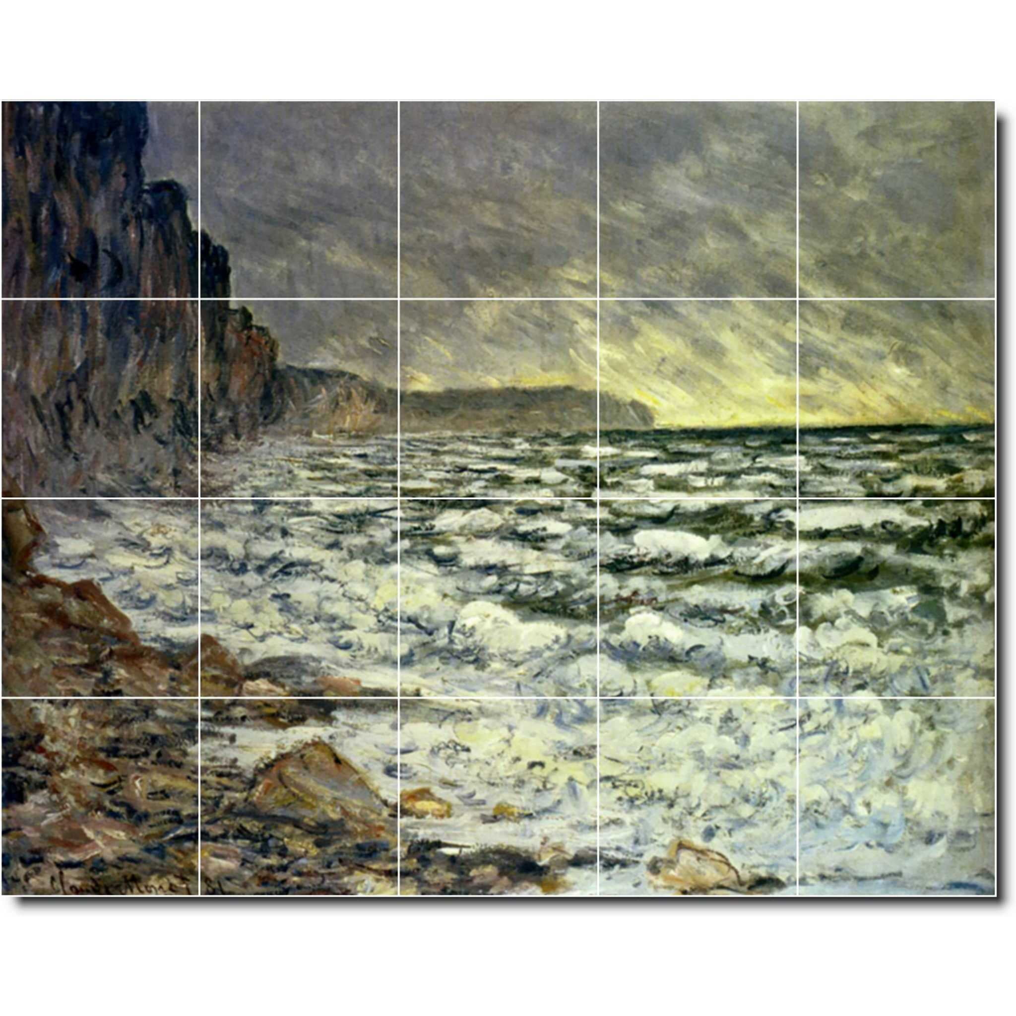 Ceramic Tile Mural-Claude Monet Waterfront Painting 125. 60" w x 48" h ...