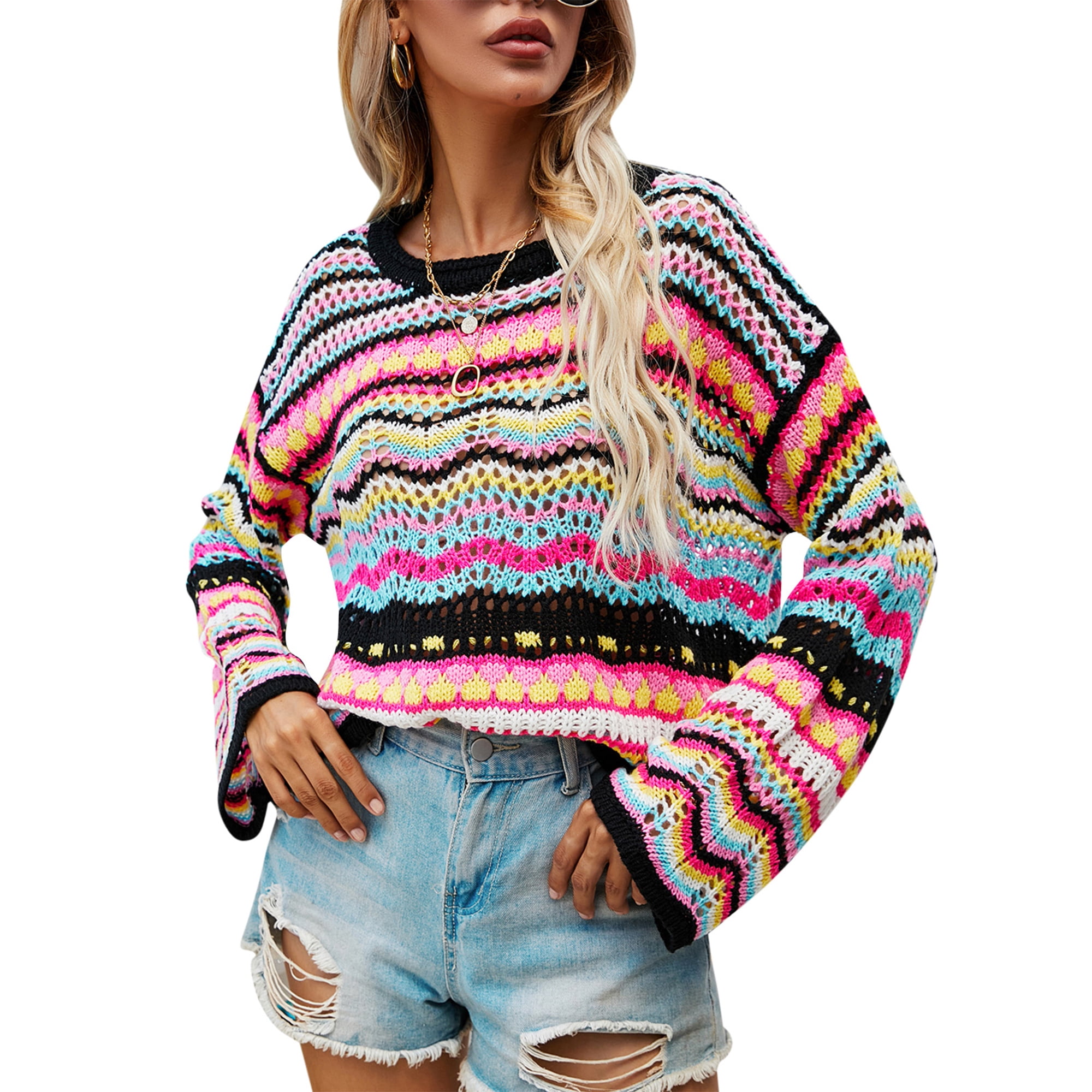 Click here for Gupgi Women Knit Pullover See Through Hollow Out S... prices