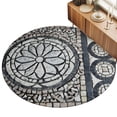 Bohemian Daisy 3.3' Round Rug for Bedroom Reading Corner, Mosaic Flower ...