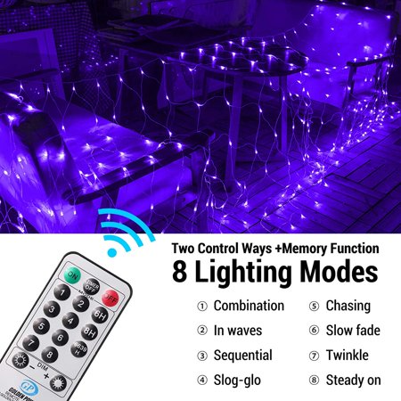 Purple Net Lights, 360 LED 11.8ft x 4.9ft Halloween Mesh Lights with ...