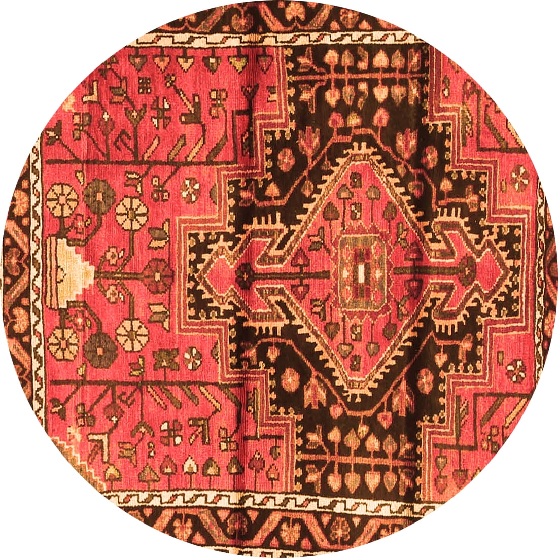 Ahgly Company Indoor Round Persian Orange Traditional Area Rugs, 8 ...