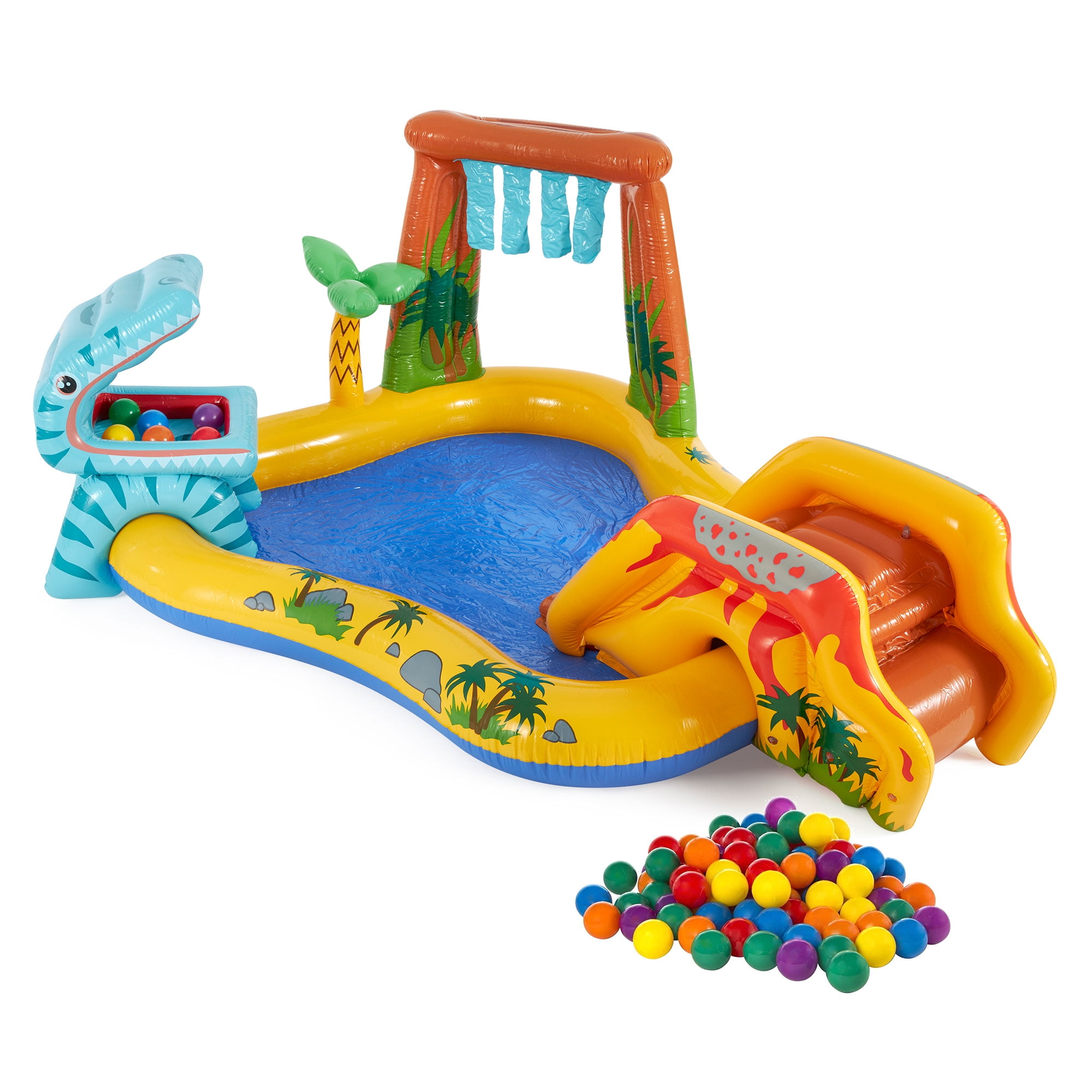 Intex Inflatable Dinosaur Water Splash Play Center & Fun Ballz, 100 ...