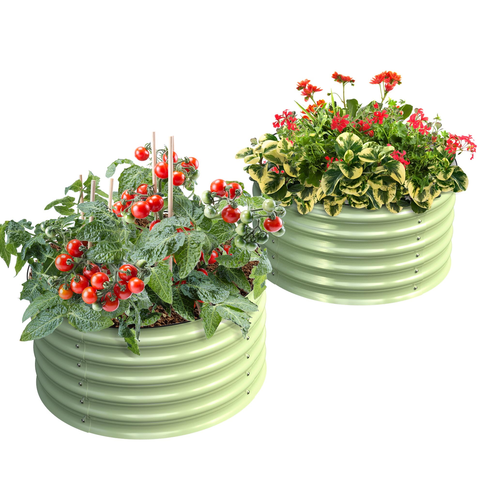 Olle Twin Round Metal Raised Garden Beds Outdoor for Vegetables, 17 ...