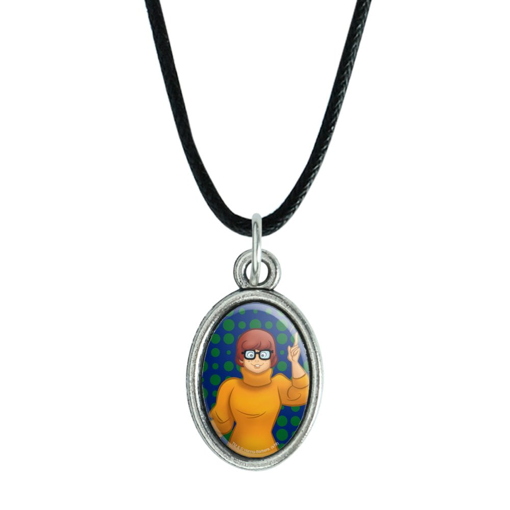Scooby Doo Velma Character Antiqued Oval Charm Pendant with Black Satin ...