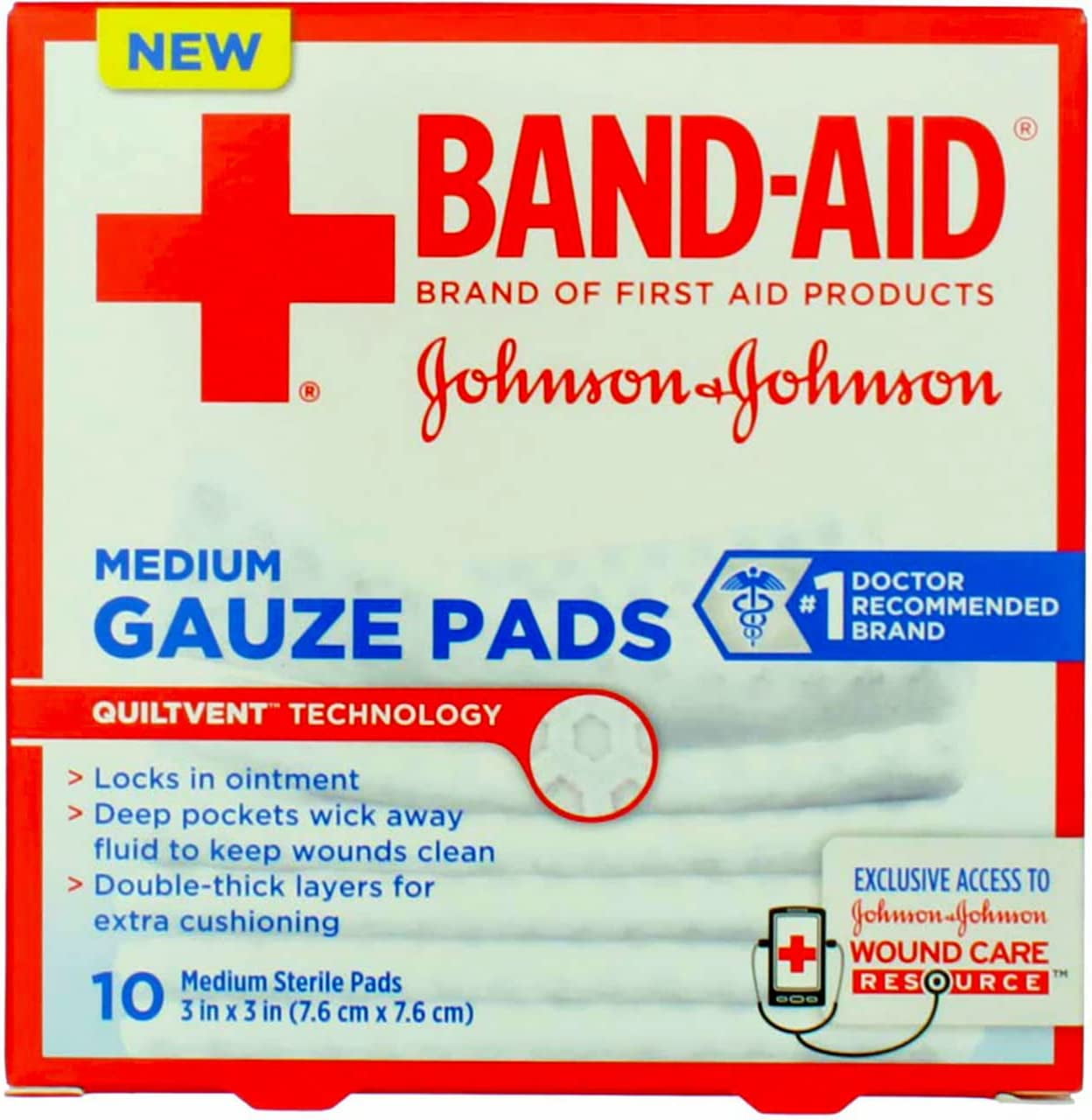 Band Aid First Aid Gauze Pads, Medium, 3 Inch X 3 Inch - 10 Ea - Walmart.com