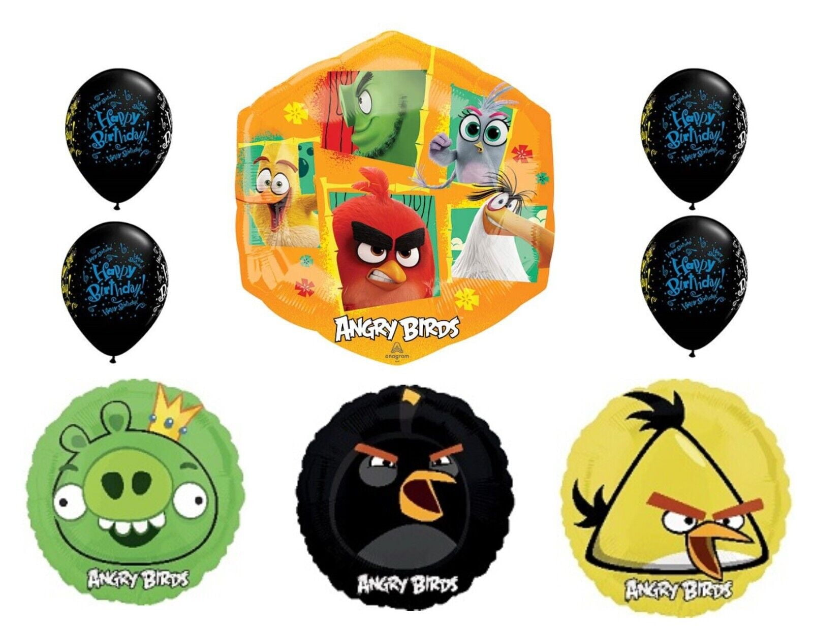 Angry Birds 8 piece Birthday Balloons Decoration Supplies Party ...