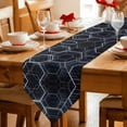 Black White Geometric Table Runner Linen Burlap Table Runner 72 Inches ...