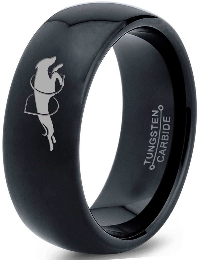 Tungsten Dog Hurdling Jumping Through Obstacles Band Ring 8mm Men Women ...