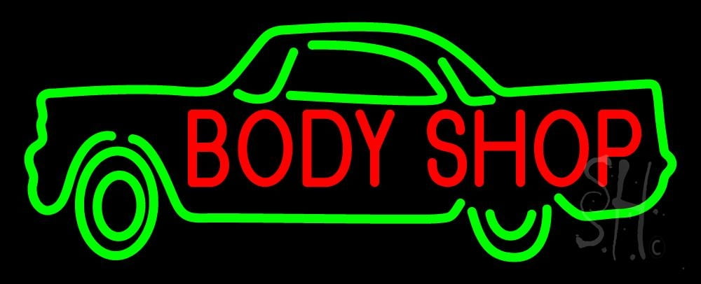Body Shop Car Logo LED Neon Sign 13 x 32 - inches, Clear Edge Cut ...
