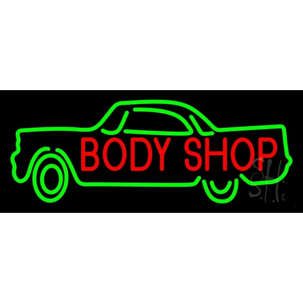 Body Shop Car Logo LED Neon Sign 13 x 32 - inches, Clear Edge Cut ...