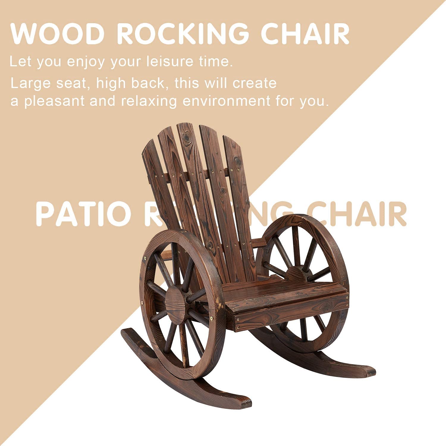 Buy Kinbor Wooden Outdoor Rocker Porch Slat Back Rocking Chair Online ...