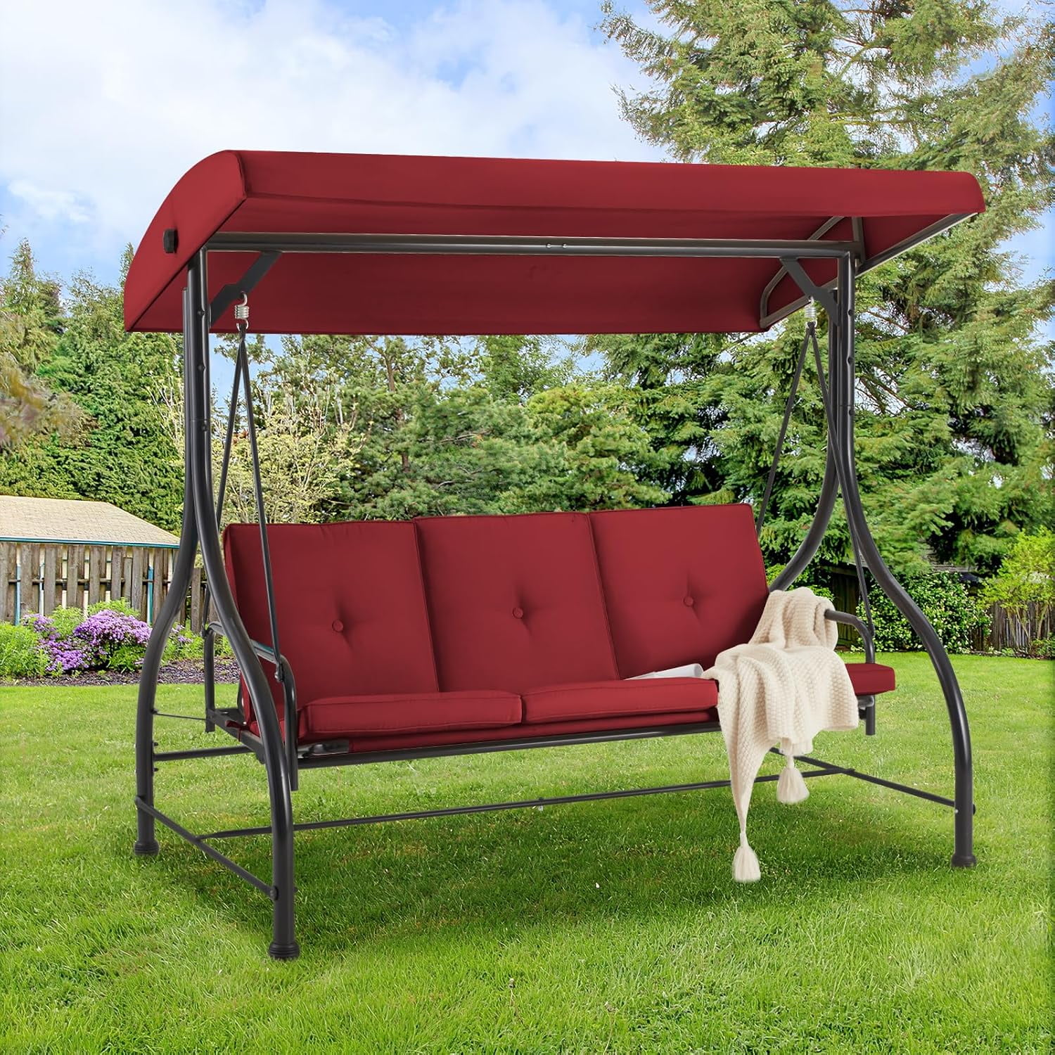 Click here for Yodolla 3 Person Canopy Steel Porch Swing  Convert... prices