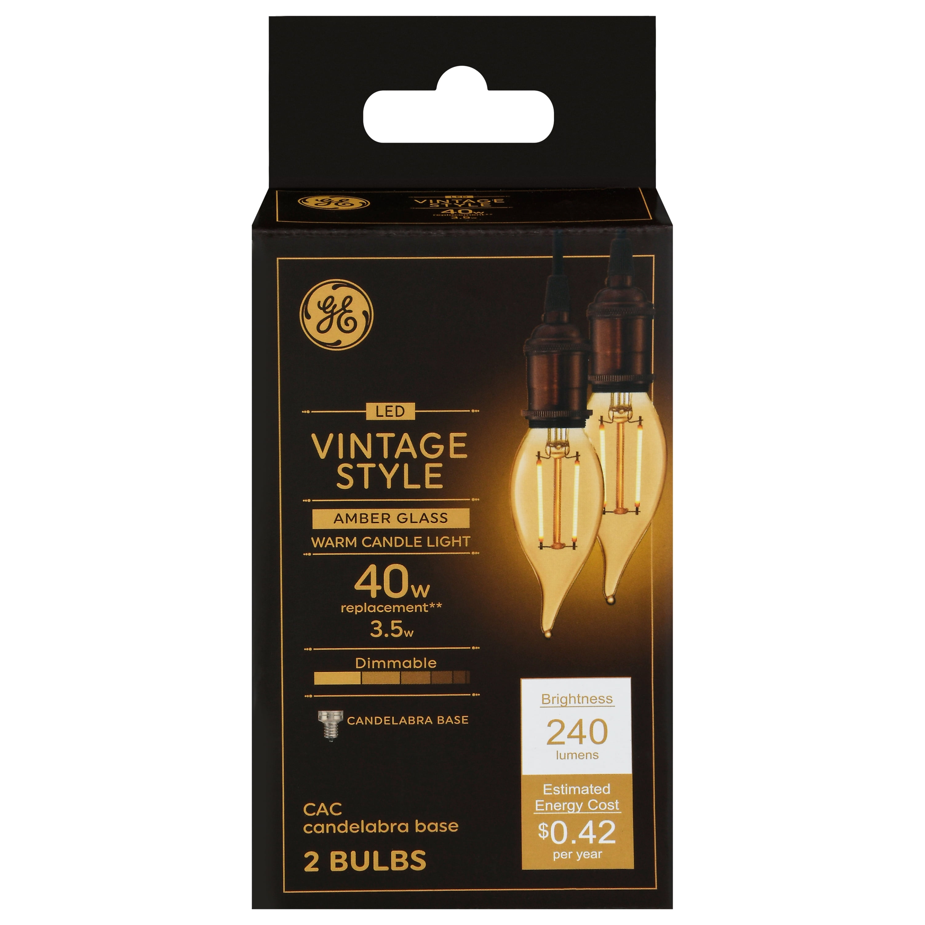 GE Vintage Style LED Light Bulbs, Decorative Style Bulb, 40 Watt Eqv (2 ...