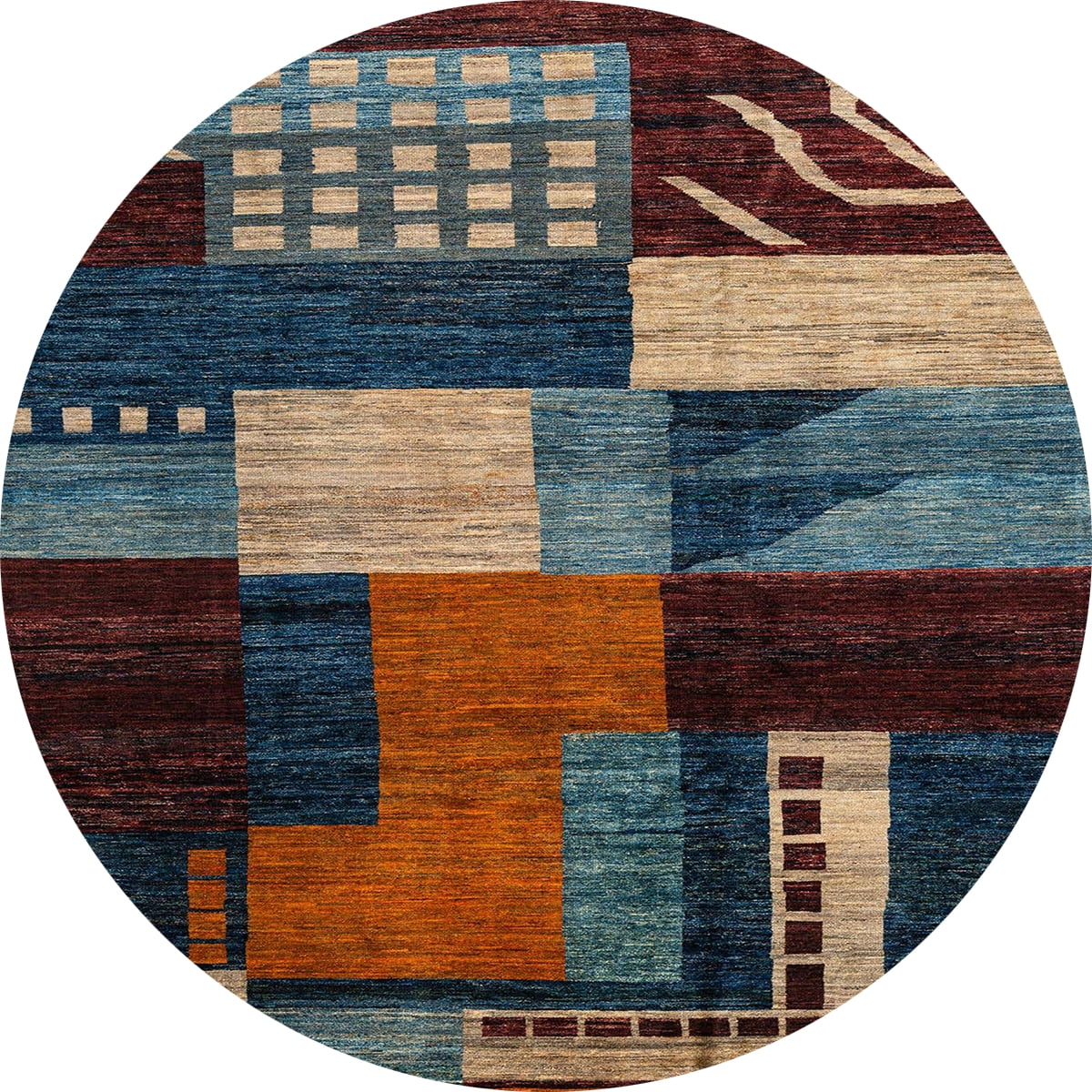 Ahgly Company Indoor Round Abstract Red Oriental Area Rugs, 8' Round ...