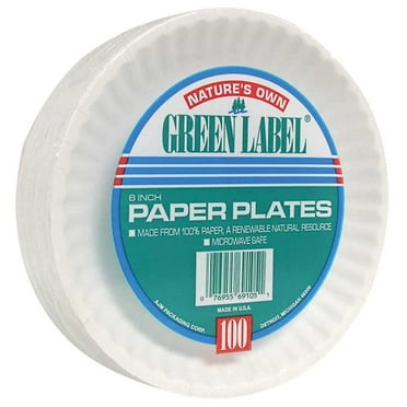 Ajm Packaging Green Label Economy Paper Plates - Microwave Safe - White ...