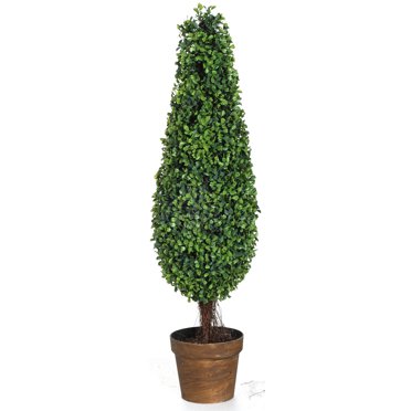 Gymax 2PCS 22'' Artificial Topiary Ball Tree Fake Boxwood Plant Home ...