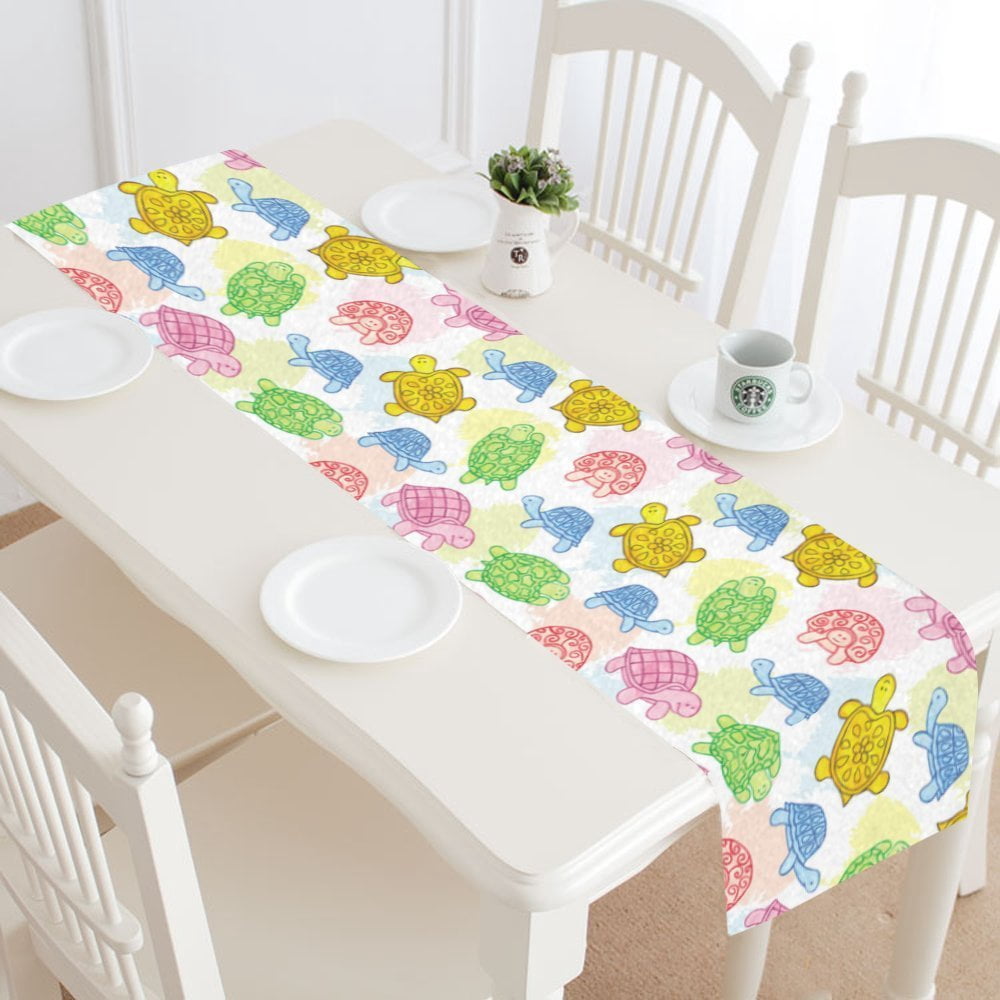 MYPOP Sea Turtle Colorful Table Runner Home Decor 16x72 Inch, Tortoise ...