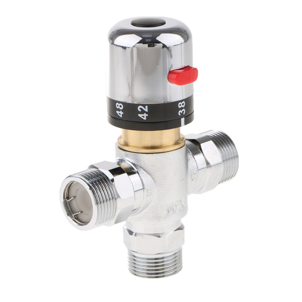Solid Brass Thermostatic Mixing Valve Solar Water Shower Temperature ...