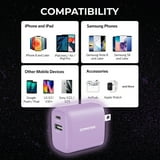 Liquipel Powertek Glow in the Dark 20W Combo Wall Charger - Purple ...