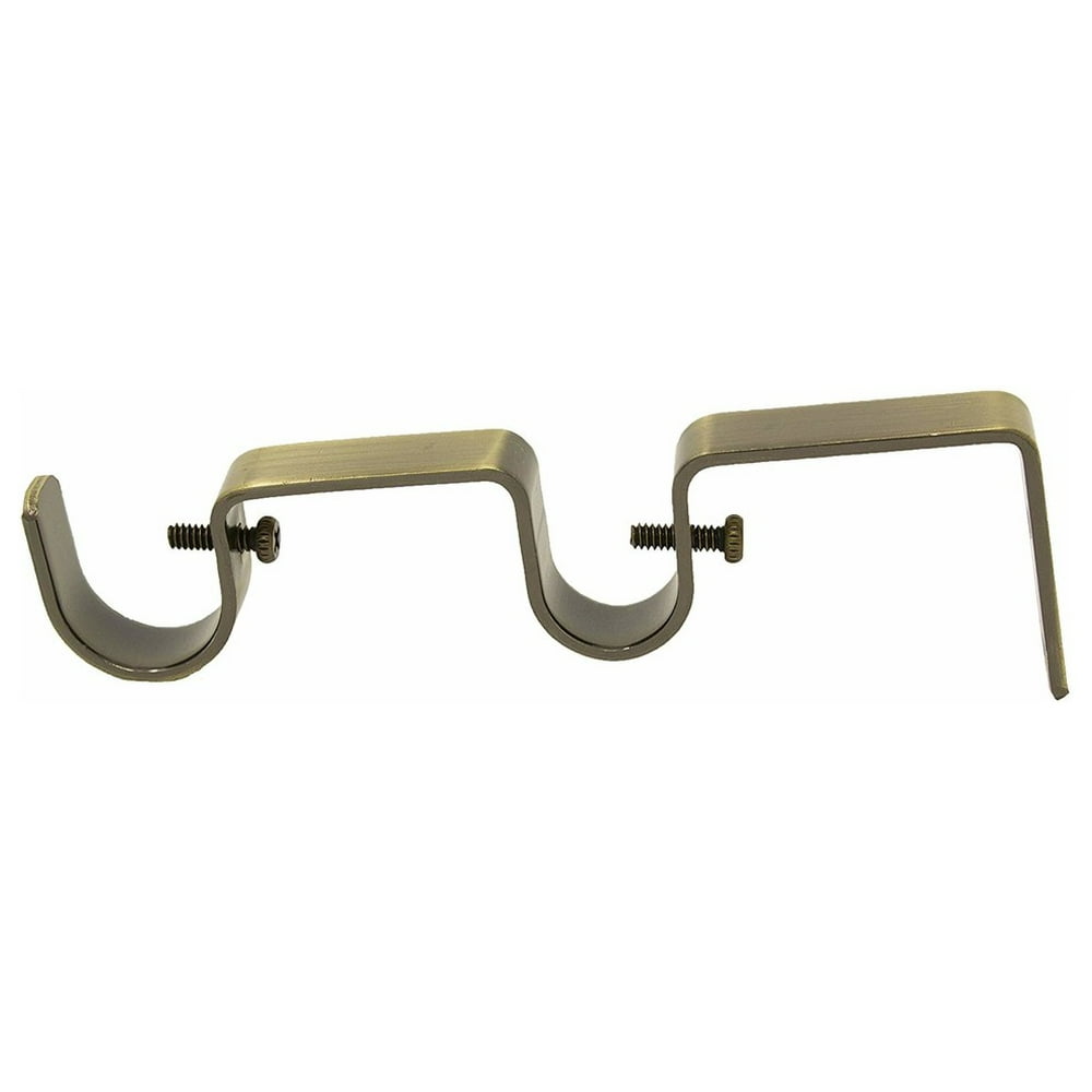 Urbanest Double Curtain Rod Bracket for 1" and 3/4" Rod, Antique Brass ...