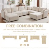 8-Seat Modular Sectional Sofa with USB & Type-C Charging Ports, Free ...