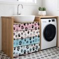 Blue Pink Dog Paws Prints Cabinet Curtains 35''x35'', Farmhouse Beige ...