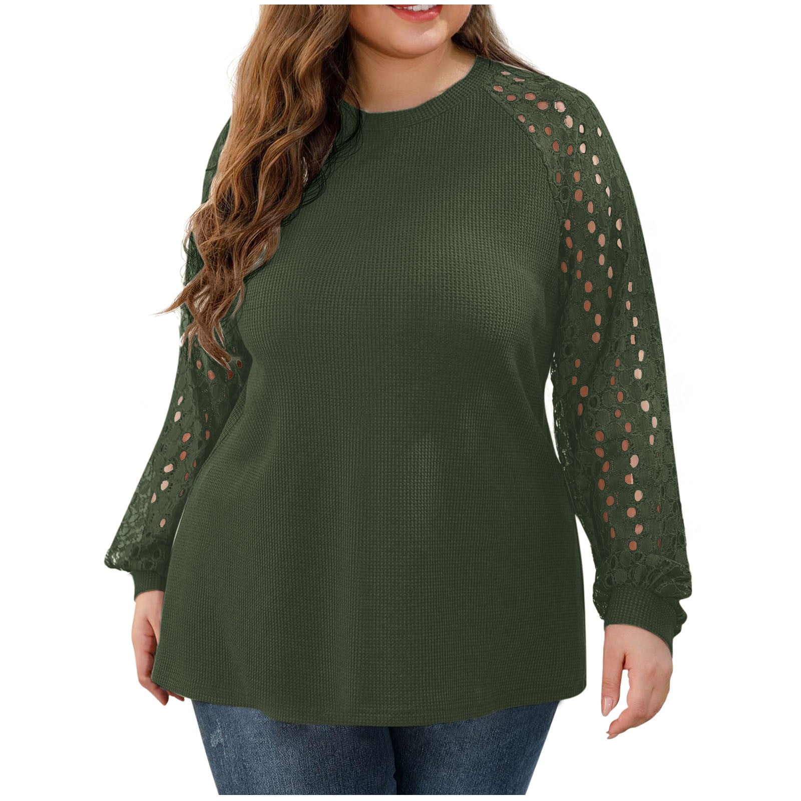 Click here for Plebaso Womens Plus Size Tops Hollow Out Long Slee... prices