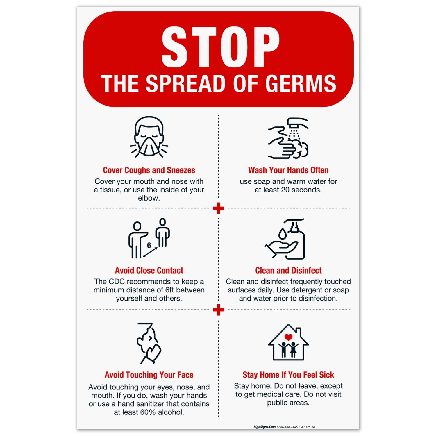 Stop The Spread Of Germs Sign, 24x36 Corrugated Plastic - Walmart.com
