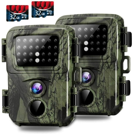 Mini Trail Camera,【2 Pack】 20MP 1080P with 32GB Card Game Cameras with ...