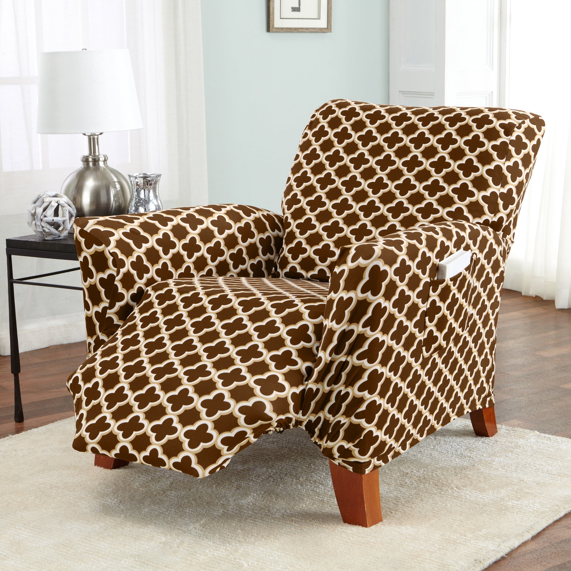 Great Bay Home Stretch Printed Washable Recliner Slipcover (Recliner ...