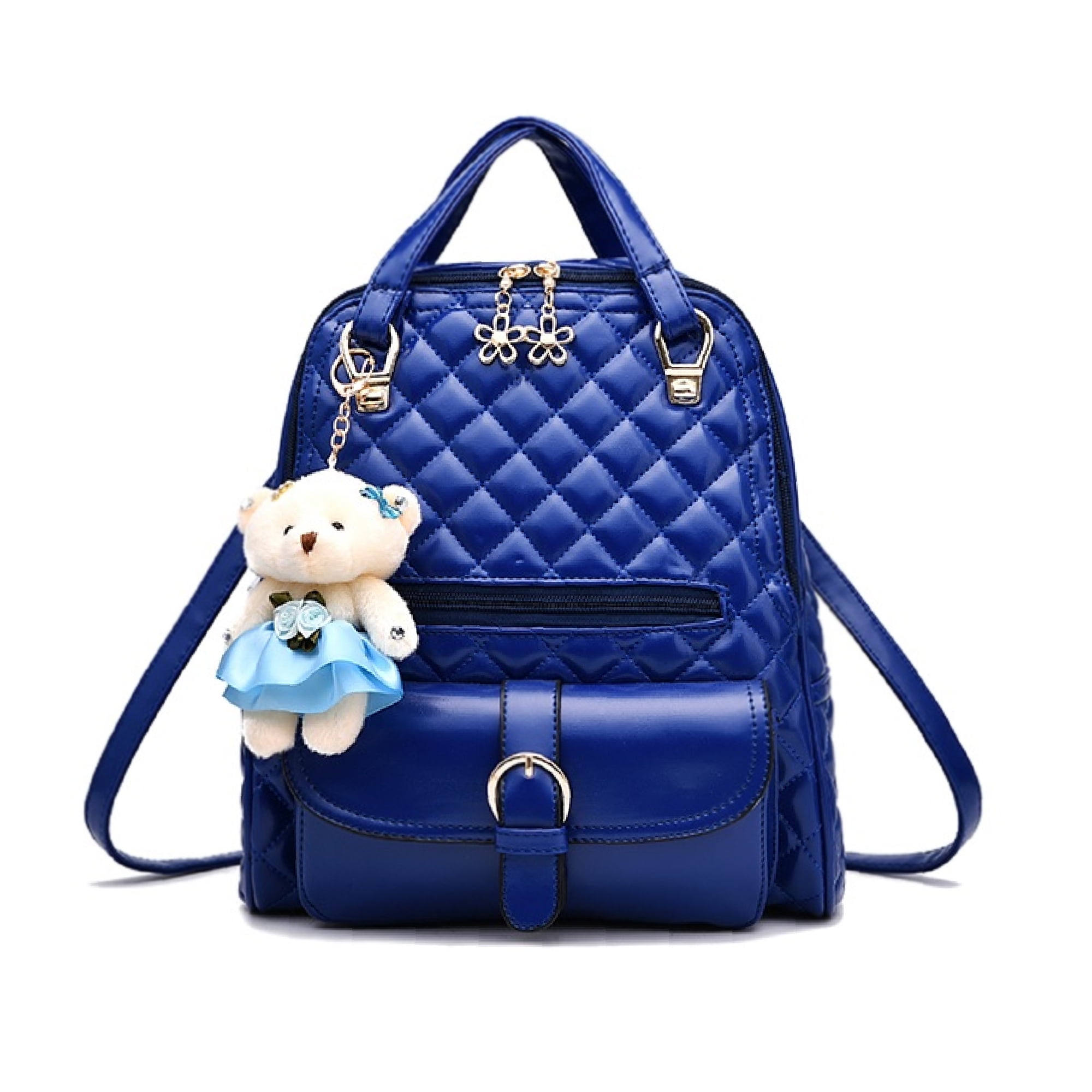 Stylish Plush Backpack with Teddy Bear Charm - Walmart.com