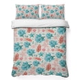 Coastal Blue Coral Nautical Compass 3 Pieces Quilt Set,1 Quilt with 2 ...