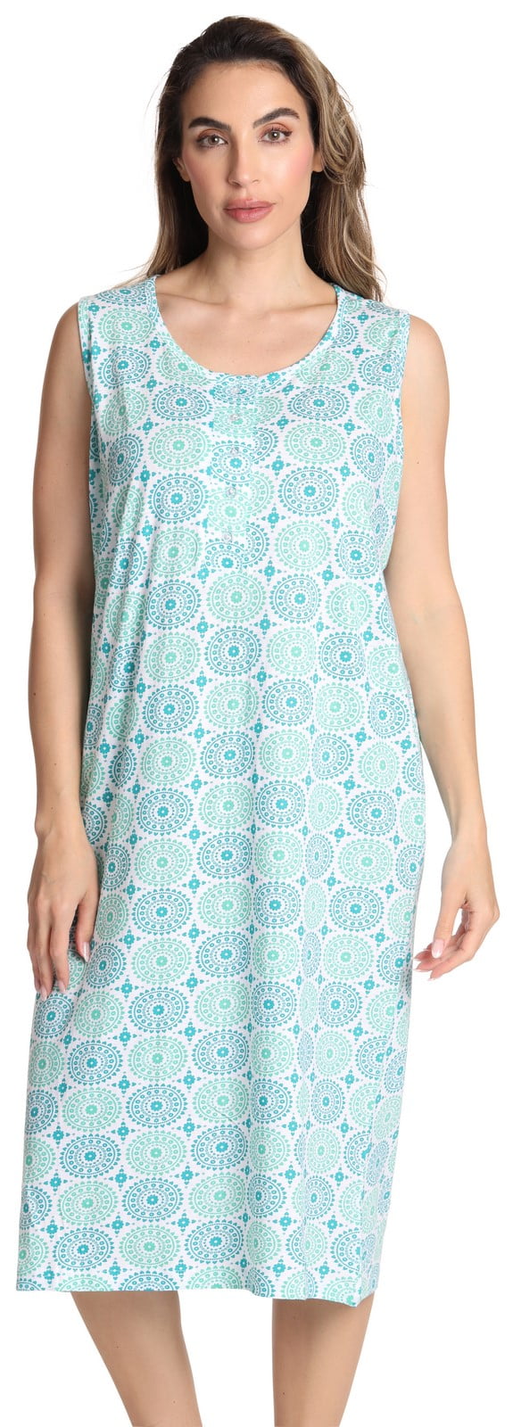 Just Love Short Sleeve Nightgown Sleep Dress for Women (Blue - Floral ...