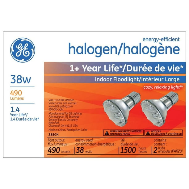 GE Energy-Efficient Halogen 38W PAR20 2PK - Walmart.ca
