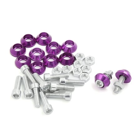 12 Pcs Purple Cone Shaped License Plate Decorative Bolts Screws Nuts ...