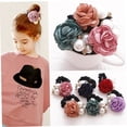 BESTYASH Pink Rose Flower Hair Tie for Ponytail Braiding Hairdos ...