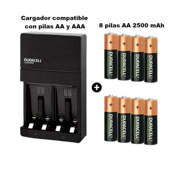 Cargador Pilas Duracell + 8 Pilas Aa Recargables 2500 Mah | Bodega Aurrera en línea