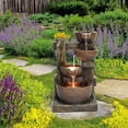 LuxenHome 23.2" H Farmhouse-Style Resin Outdoor Fountain with LED ...