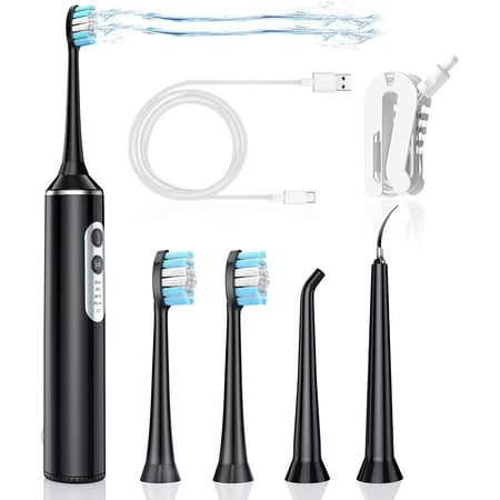 Electric Toothbrush with Water Flosser, Flossing Toothbrush with 4 ...