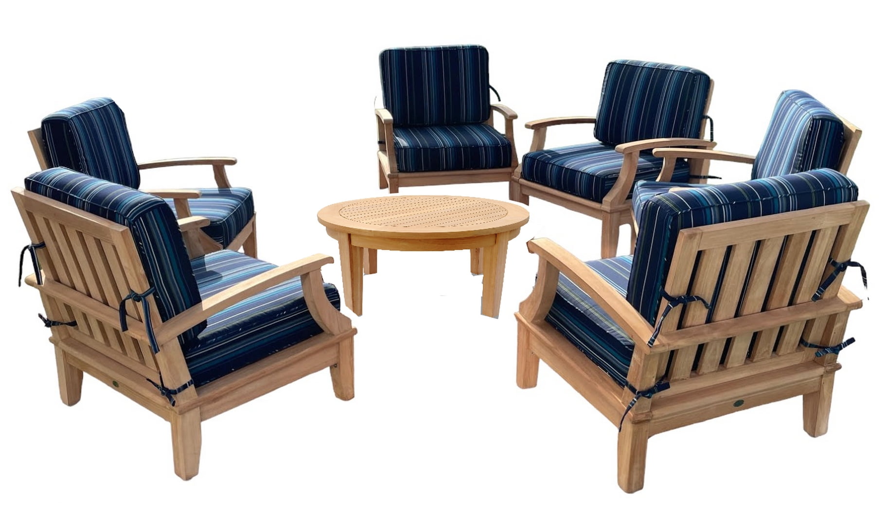 Somer 7 Pc Lounge Chair Set: 6 Lounge Chairs & 36" Round Coffee Table ...