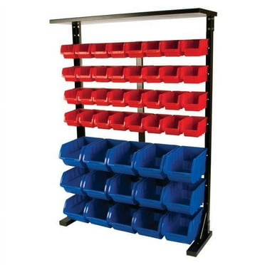 Stalwart Powder-Coated Steel Storage Rack with 24 Plastic Storage Bins ...