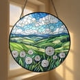 Blooming Dandelion Meadow View Stained Glass Style Window Hanging ...