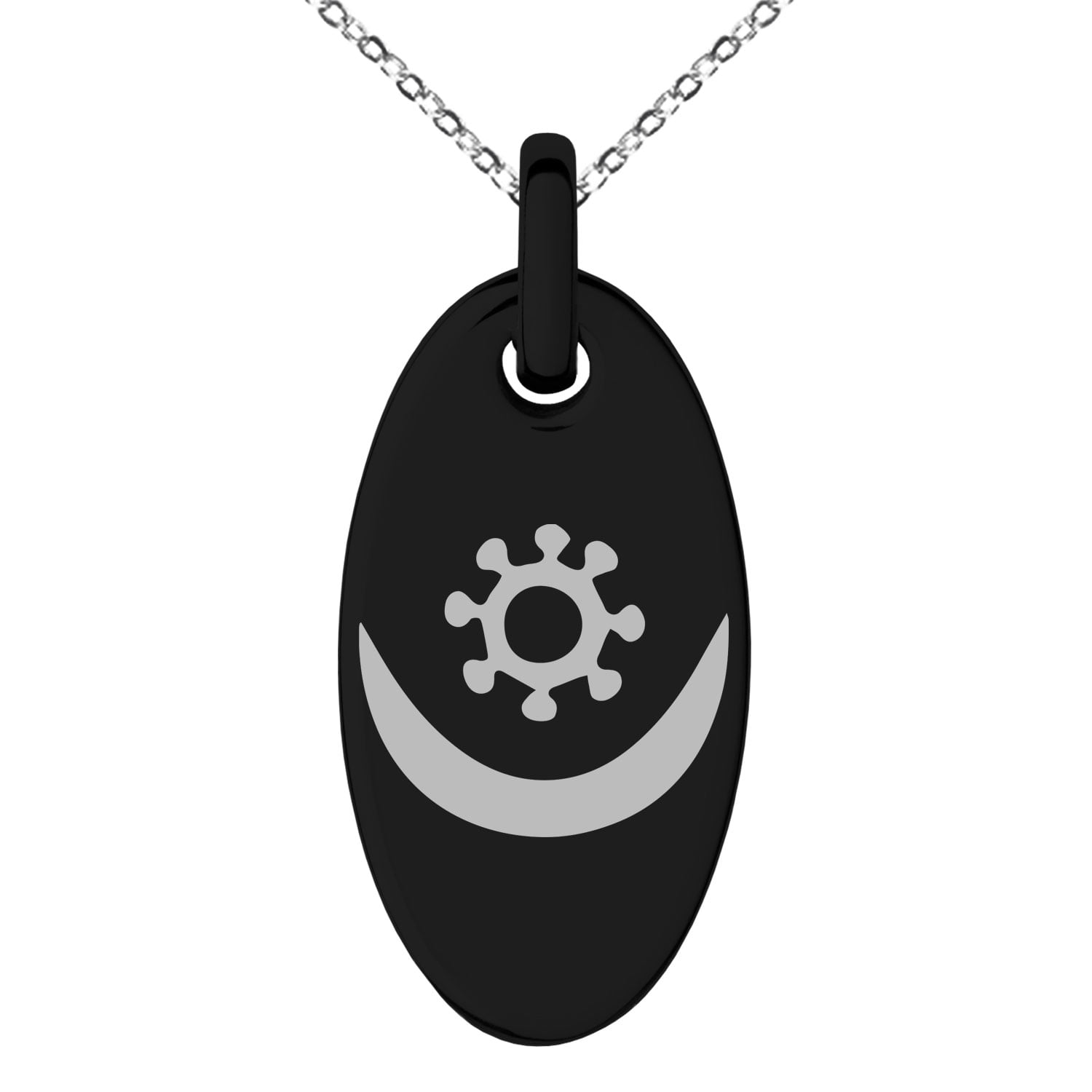 Stainless Steel Aztec Harmony Rune Engraved Small Oval Charm Pendant ...